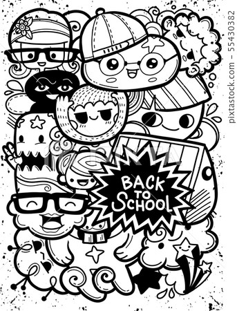 Back to school vector characters background - Stock Illustration ...