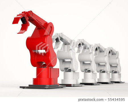 red robotic arm as a leader - Stock Illustration [55434595] - PIXTA