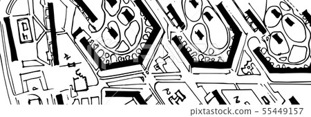 Street city hand drawn map - Stock Illustration [55449157] - PIXTA