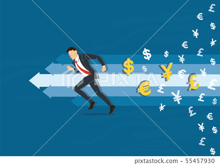 businessman running to success with money symbol-插圖素材 [55457930] - PIXTA圖庫