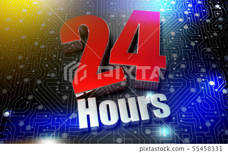Number 24 hours 3d.-插圖素材 [55458331] - PIXTA圖庫