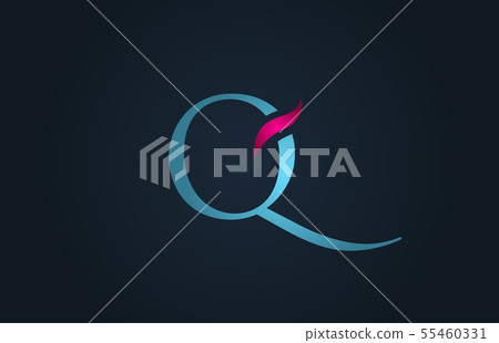 blue pink alphabet letter Q logo company icon - Stock Illustration ...