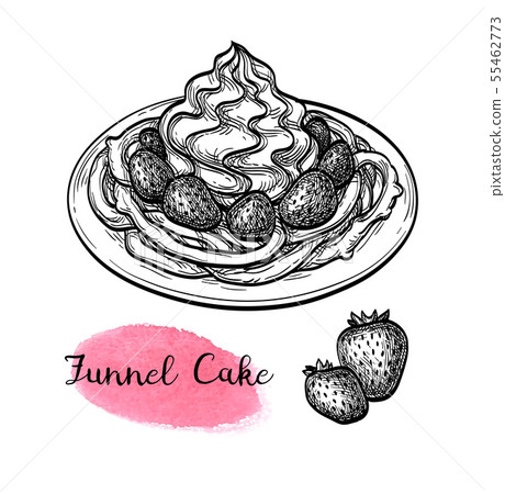 Ink sketch of funnel cake. - Stock Illustration [55462773] - PIXTA