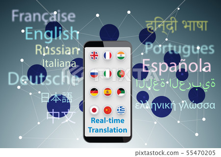 Concept of real time translation with... - Stock Illustration [55470205 ...