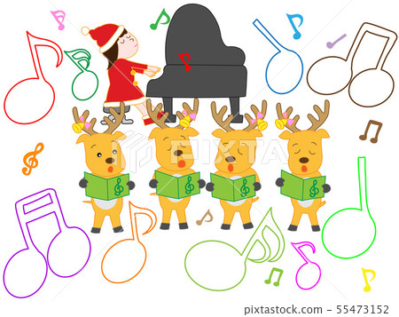 Christmas concert of reindeer and Santa Claus - Stock Illustration ...