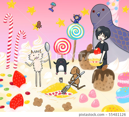 All you can eat sweet things in the country of... - Stock Illustration ...