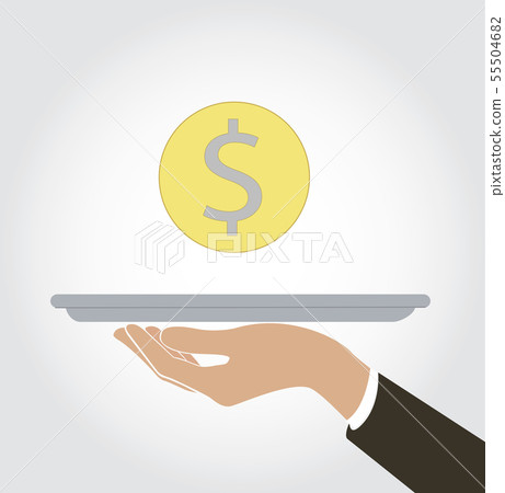 waiter serve money icon , dish up the money -插圖素材 [55504682] - PIXTA圖庫