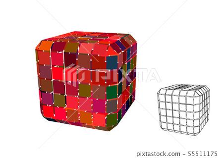 Abstract polygonal cube with cuts. 3d Vector - Stock Illustration ...