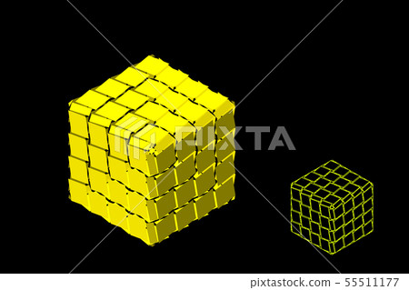 Abstract polygonal broken cube. 3d Vector - Stock Illustration ...