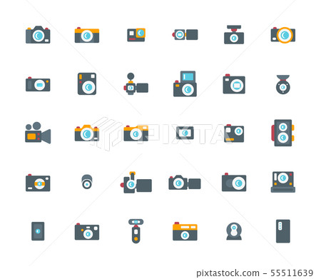 Camera Flat Icon Set ,Vector Illustration. - Stock Illustration ...