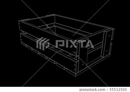 Empty wooden crate. Vector outline illustration - Stock Illustration ...