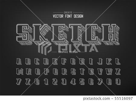 Pencil sketch shadow bold font and alphabet - Stock Illustration ...