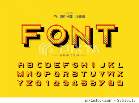 Halftone circle font and alphabet vector, Digital - Stock Illustration ...