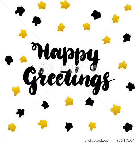 Happy Greetings Handwritten Postcard - Stock Illustration [55517164 ...