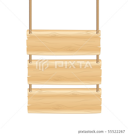 blank hanging wooden sign on white background - Stock Illustration ...