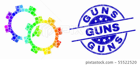Vector Spectral Pixel Gears Icon and Scratched... - Stock Illustration ...