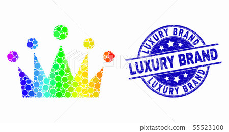 Vector Bright Dotted Crown Icon and Grunge... - Stock Illustration ...