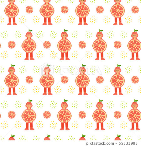 Kid in orange fruit costume pattern - Stock Illustration [55533993] - PIXTA