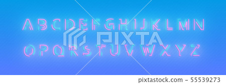 Alphabet neon font. Glowing neon colored 3d...-插圖素材 [55539273] - PIXTA圖庫