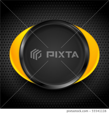 Yellow black glossy circle frame on dark - Stock Illustration [55541116 ...