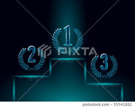 Low poly winner pedestal place. Contest leader... - Stock Illustration ...