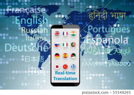 Concept of real time translation with... - Stock Illustration [55549265 ...