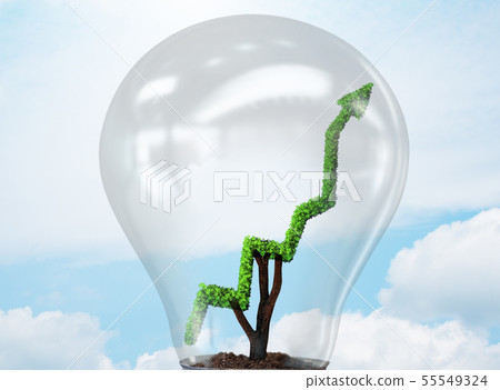 Green energy concept with green line graph in... - Stock Illustration ...