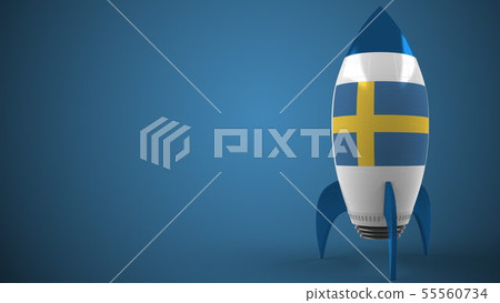 Rocket with flag of Sweden. Swedish hitech or... - Stock Illustration ...
