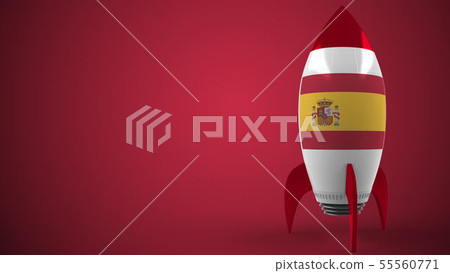 Rocket with flag of Spain. Spanish hitech or... - Stock Illustration ...