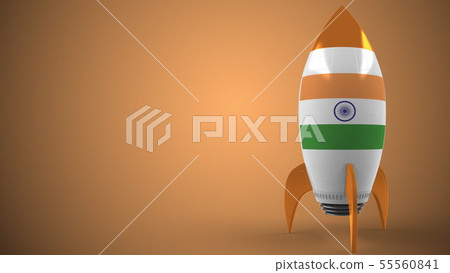 Flag of India on toy rocket. Indian hitech or... - Stock Illustration ...