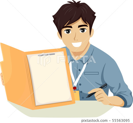 Teen Boy Intern Pen File Illustration - Stock Illustration [55563095 ...