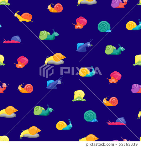 Cartoon Color Characters Funny Snails Seamless... - Stock Illustration ...