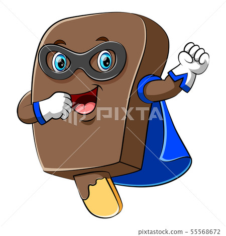 Happy super hero ice cream chocolate cartoon - Stock Illustration ...