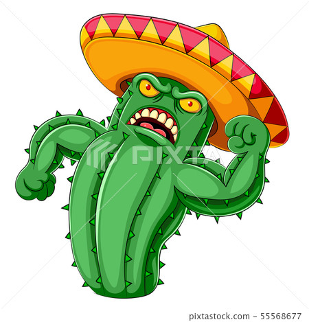 A cactus angry with sombrero - Stock Illustration [55568677] - PIXTA