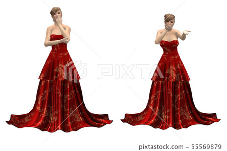 Beautiful woman in red dress - Stock Illustration [55569879] - PIXTA