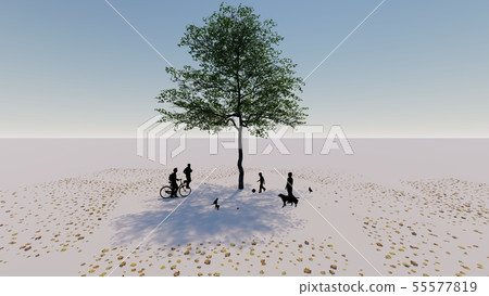 People gathering in a green tree, illustration 2 - Stock Illustration ...