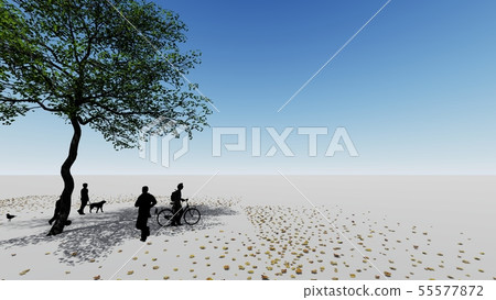 People gathering in a green tree, illustration 13 - Stock Illustration ...