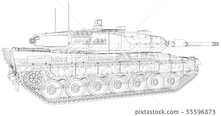 Armored tank technical wire-frame. Vector...-插圖素材 [55596873] - PIXTA圖庫
