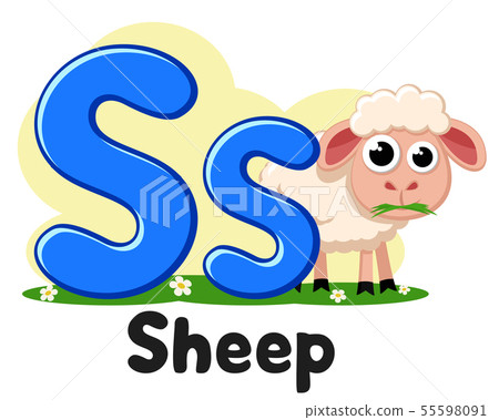 Letters of the alphabet of animals Ss with a sheep - Stock Illustration ...
