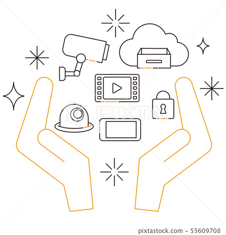 Reliable set of three color line drawings in black - Stock Illustration ...