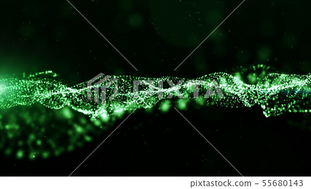 Digital particles green color wave flow abstract - Stock Illustration ...