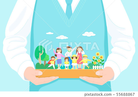 Safe and protecting people concept illustration...-插圖素材 [55688867 ...