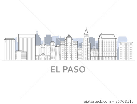 El paso skyline, Texas - panorama of El paso - Stock Illustration ...