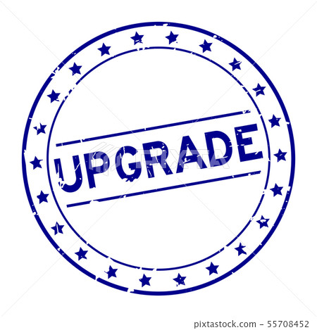 Grunge blue upgrade word round rubber seal stamp - Stock Illustration ...