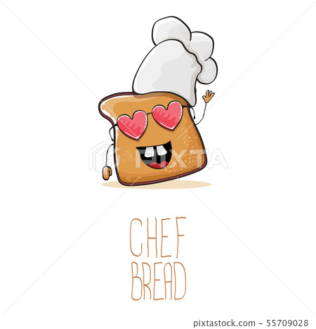 vector funky cartoon cute bread chef character... - Stock Illustration ...