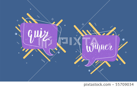 Quiz and Winner handwritten lettering card. - Stock Illustration ...