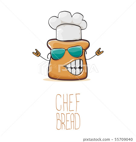 vector funky cartoon cute bread chef character... - Stock Illustration ...