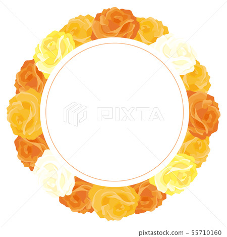 Rose wreath frame-orange rose- - Stock Illustration [55710160] - PIXTA