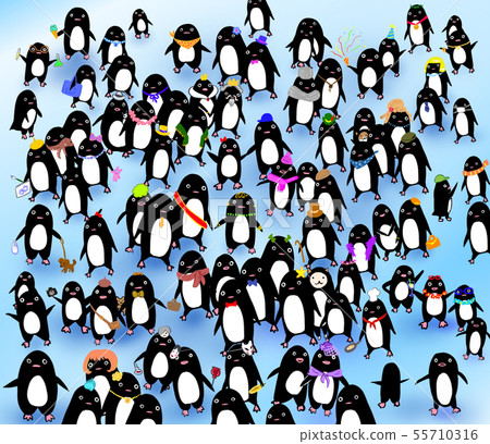 Penguin horde (illustration of traveling to a... - Stock Illustration ...