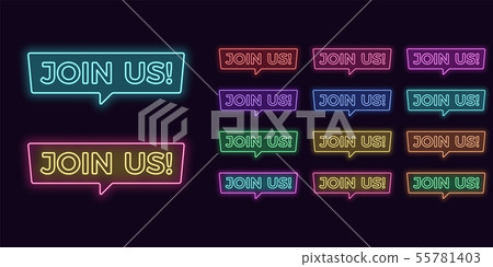 Neon text Join Us, expressive Title Neon signboard - Stock Illustration ...